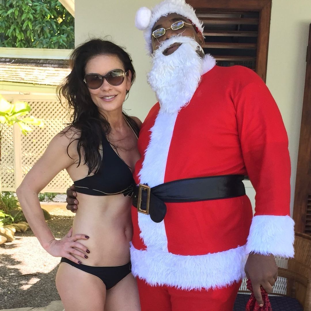 Catherine Zeta-Jones in a Bikini with Santa | Scrolller