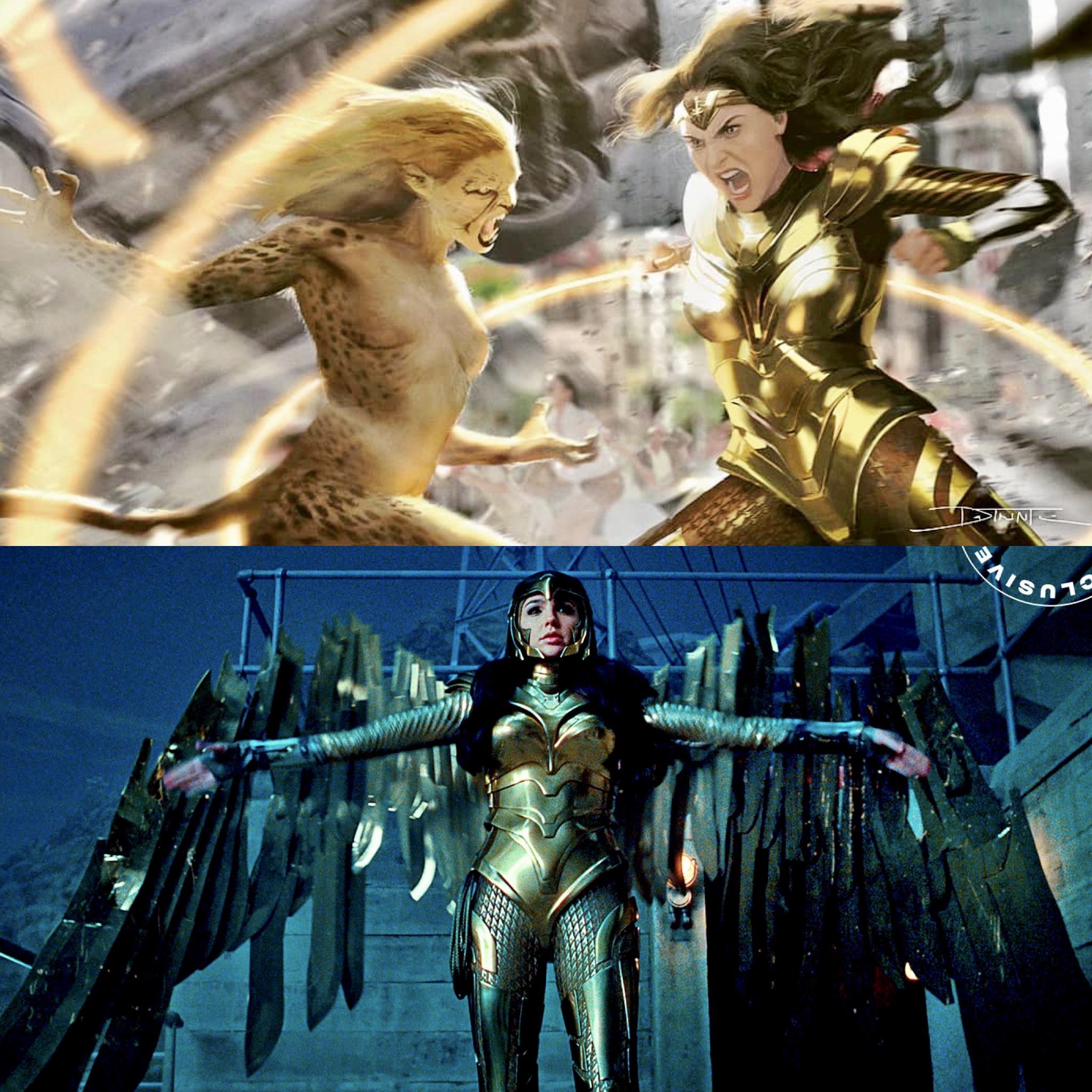 Cheetah vs Wonder Woman...look at the damage to her armored wings! (Art by Datrini) | Scrolller