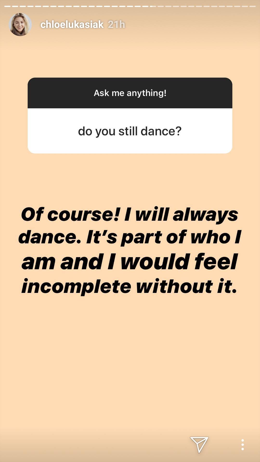 Chloe says she still dances and will always dance | Scrolller