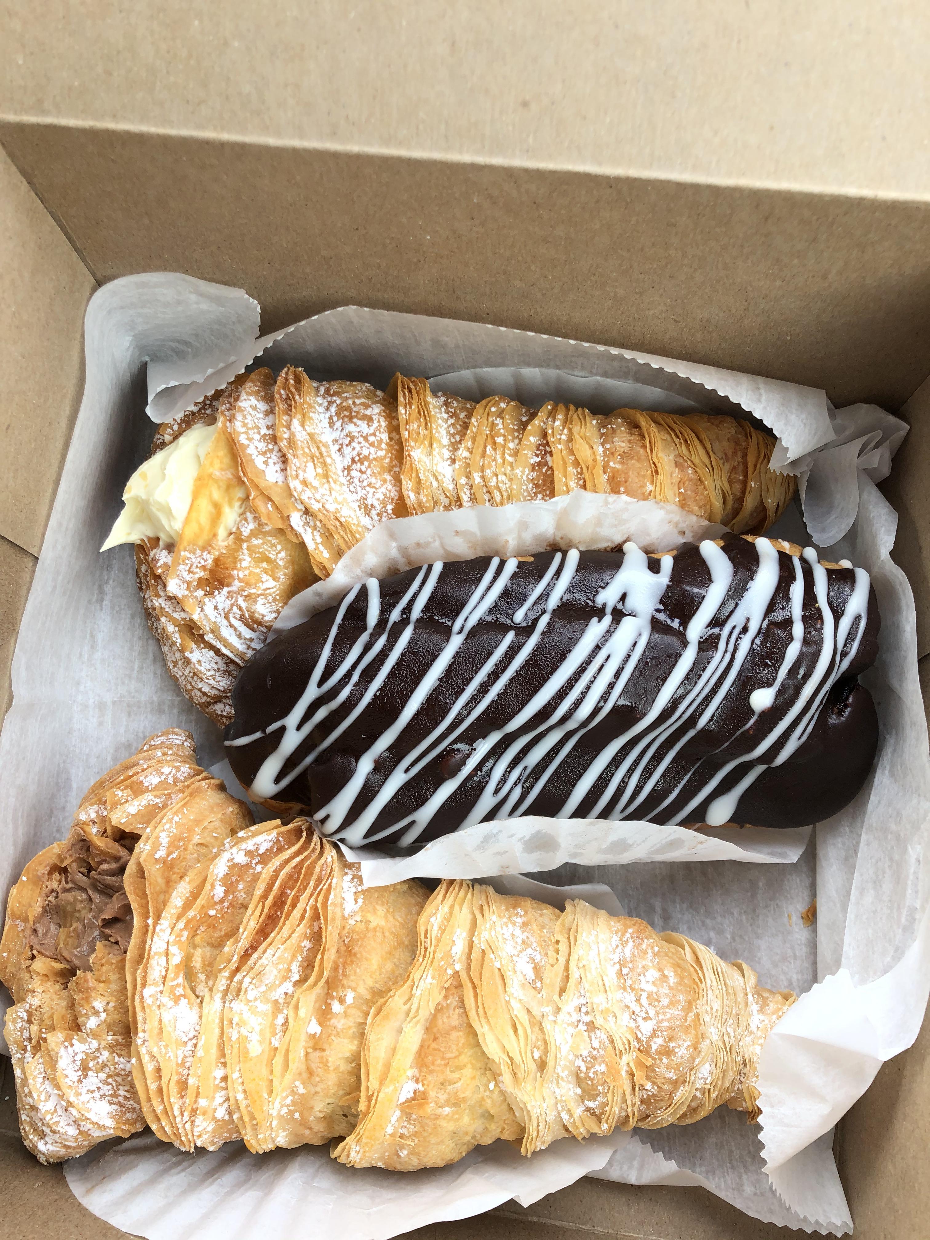 Chocolate eclair and “lobster tail” cream pastries | Scrolller