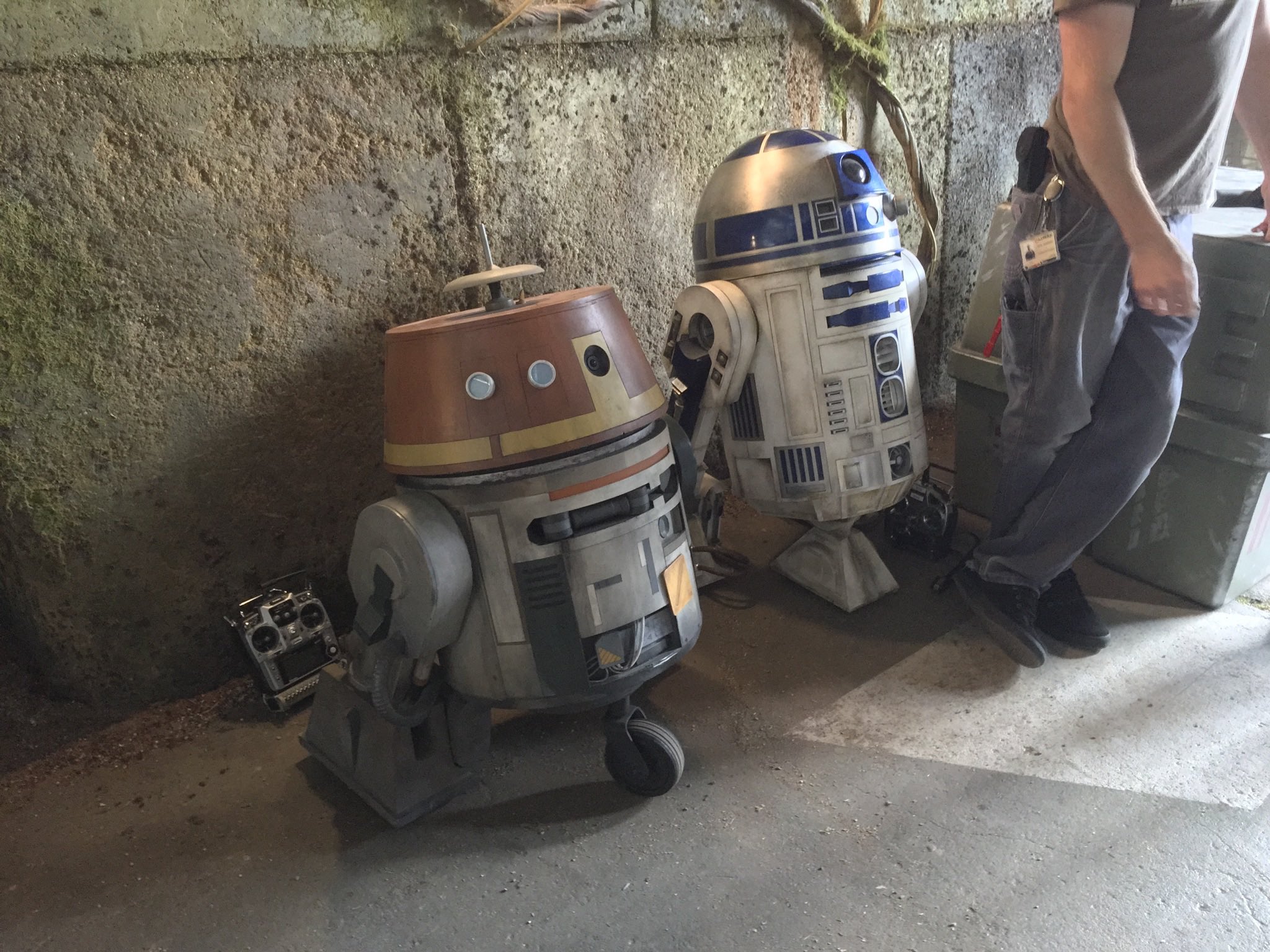 Chopper hanging out with R2-D2 on the set of Rogue One, shared by ILM Animation Director Hal ...