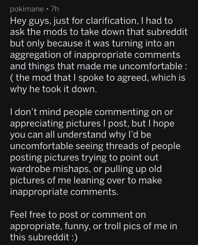 Clarification from Poki about /r/PokimanePics | Scrolller