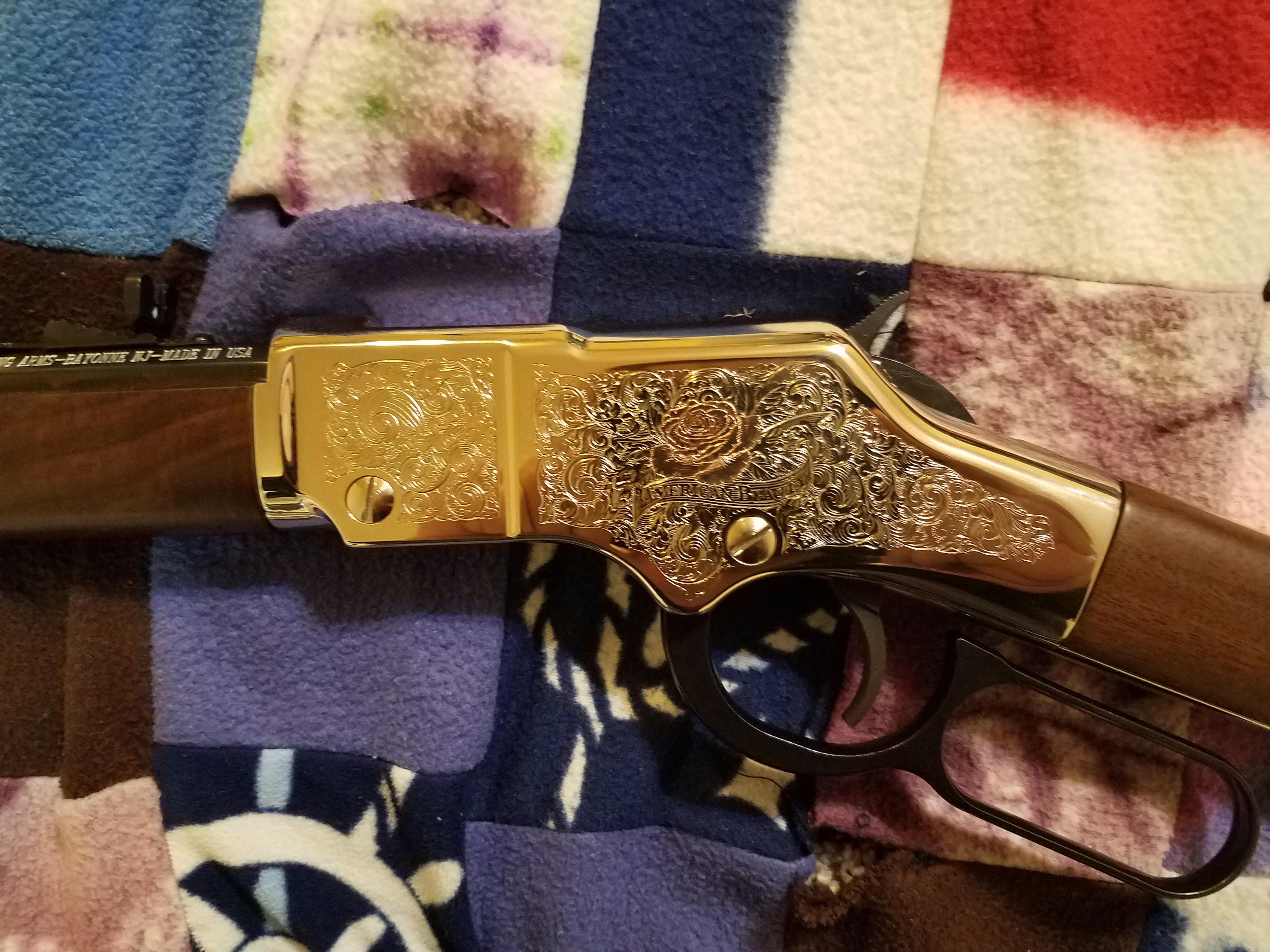 Close-up on the engraving on my Henry American Beauty | Scrolller