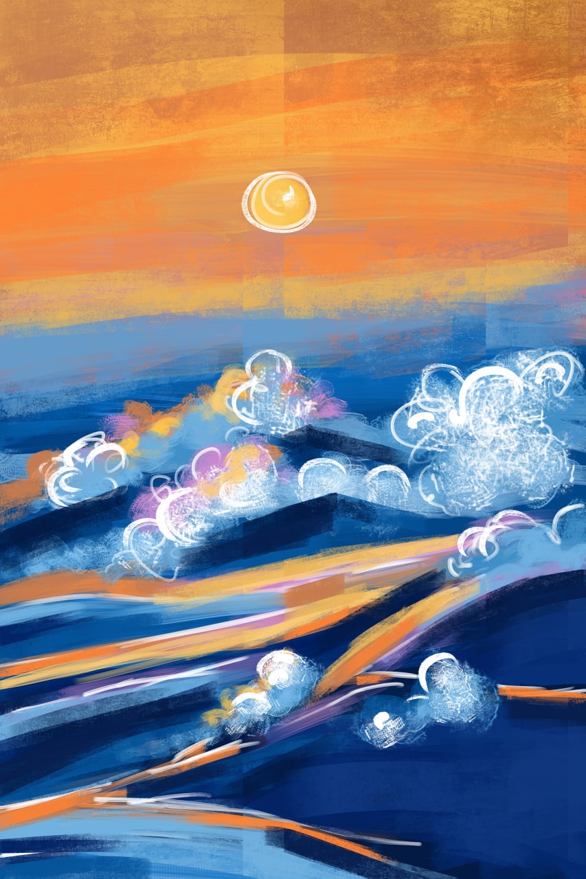 Cloudy mountains abstract landscape, Digital painting | Scrolller