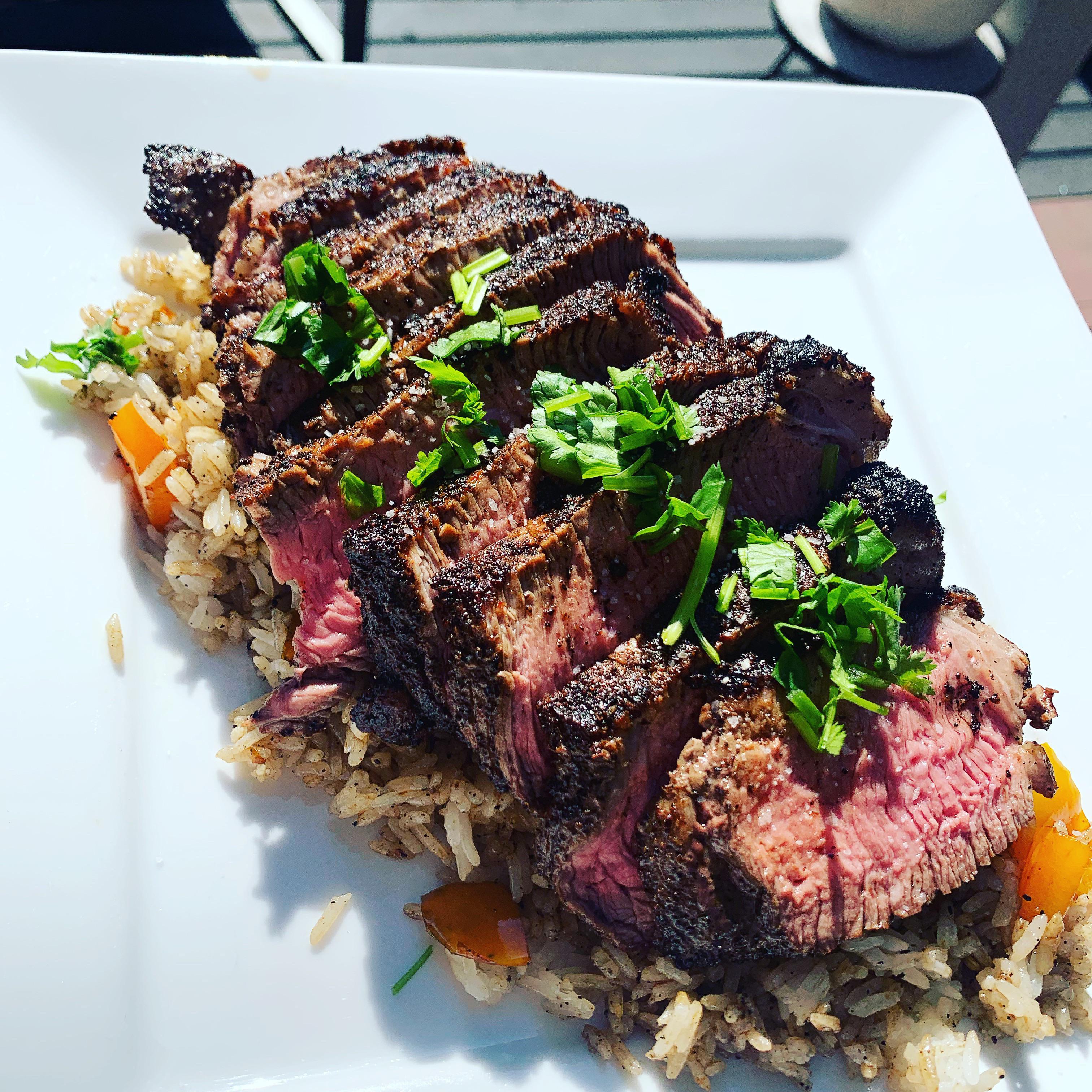 Coffee crusted Cajun top sirloin over dirty rice. Nom! | Scrolller