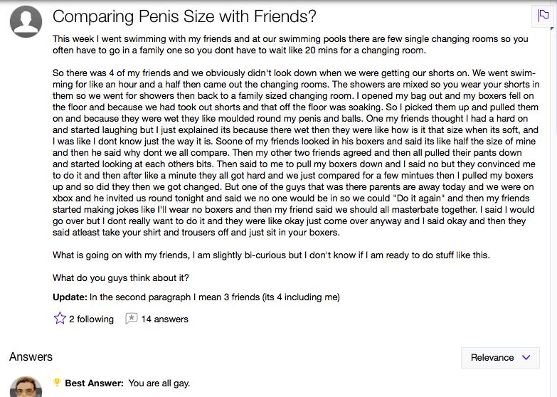 Comparing Penis Size with Friends? | Scrolller