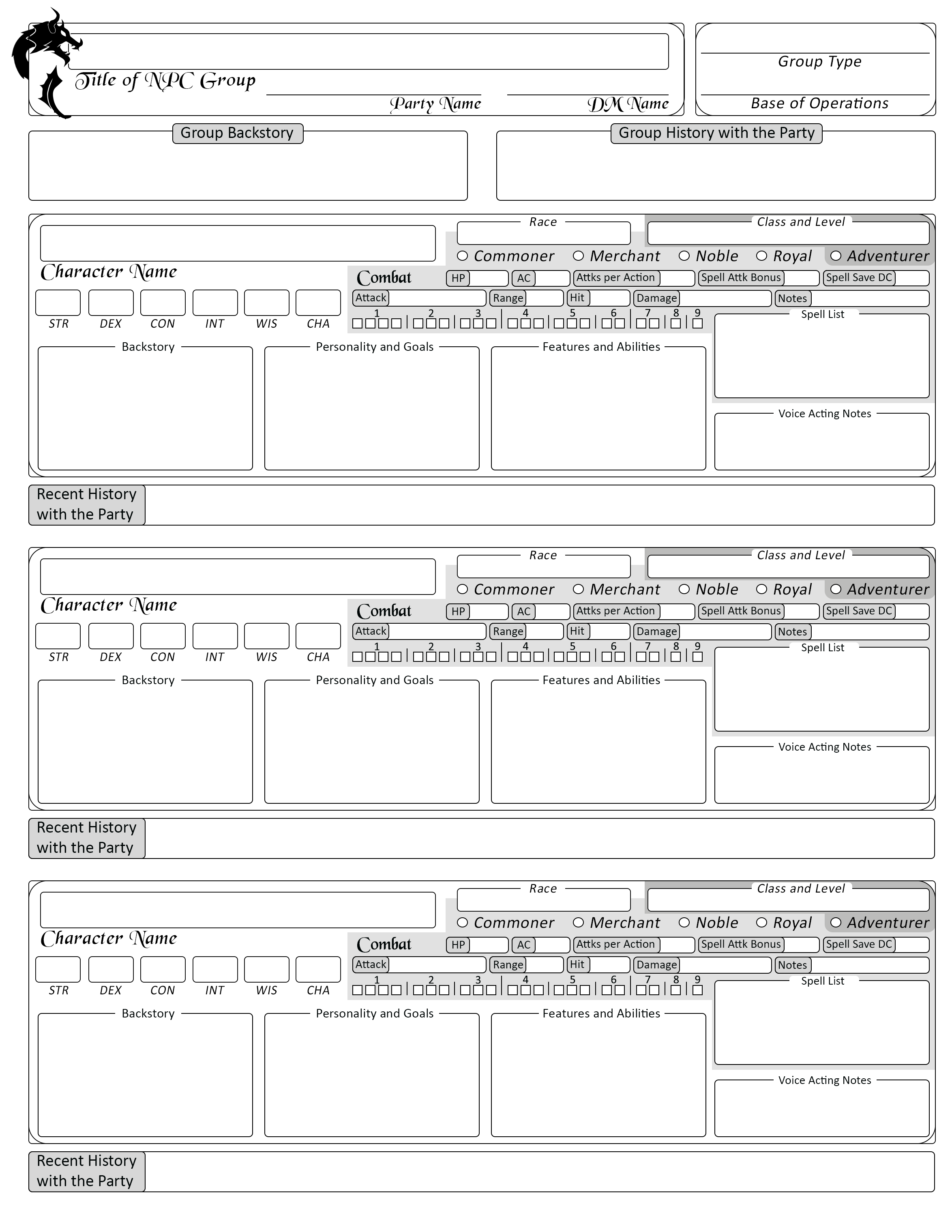 Complete NPC Sheet 5e [OC] | Scrolller