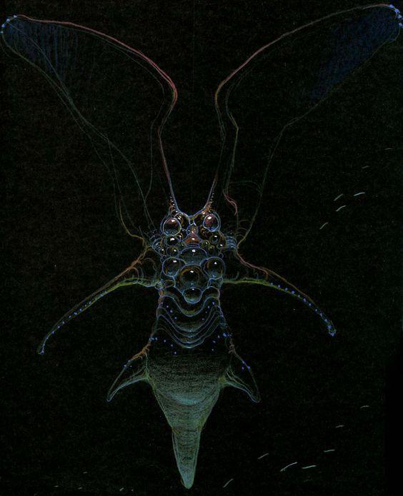 Moebius concept art for the alien in The Abyss | Scrolller