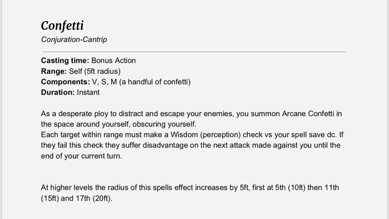 Confetti, a fun 5e Cantrip | Scrolller