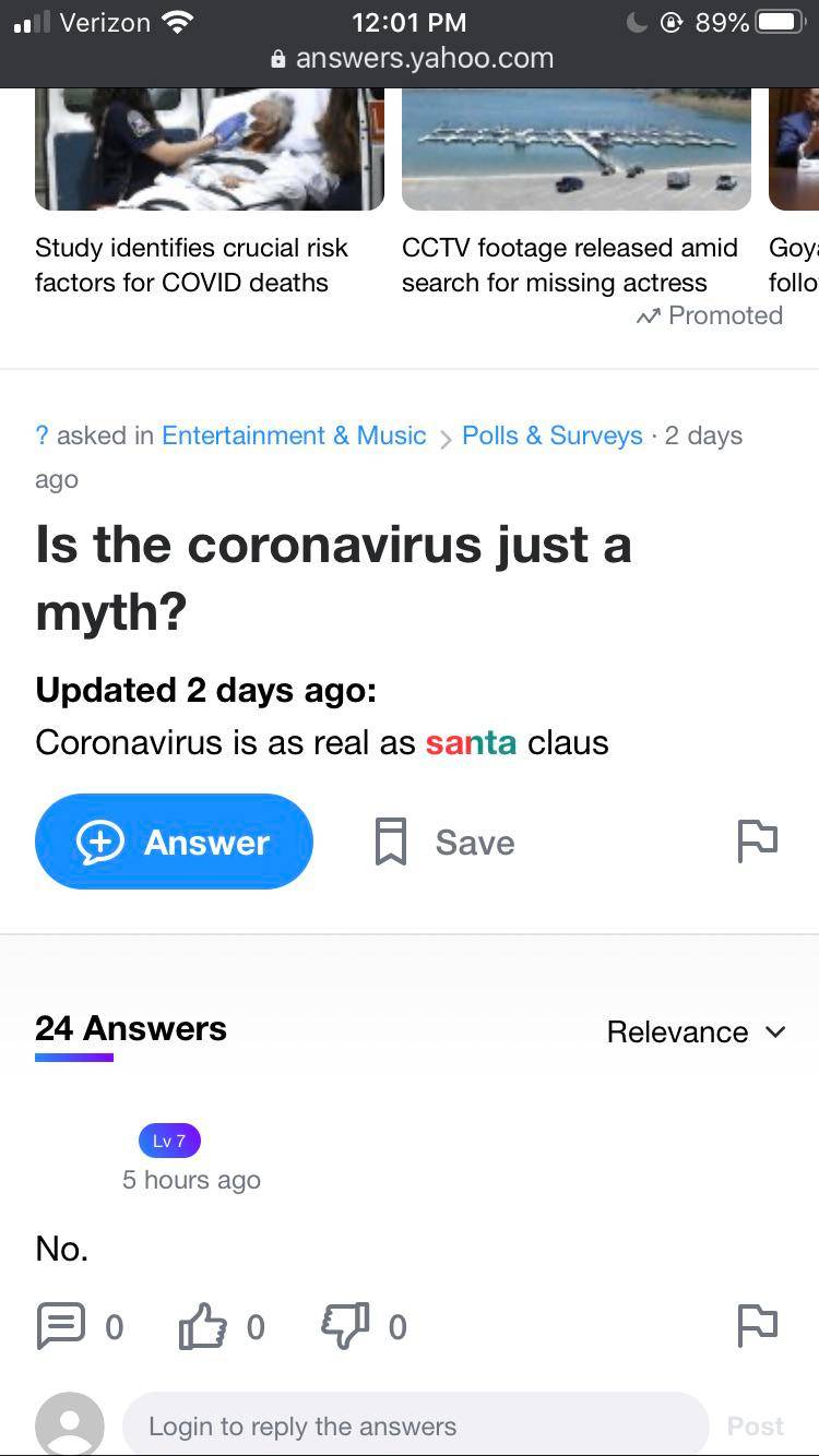 Coronavirus = myth | Scrolller