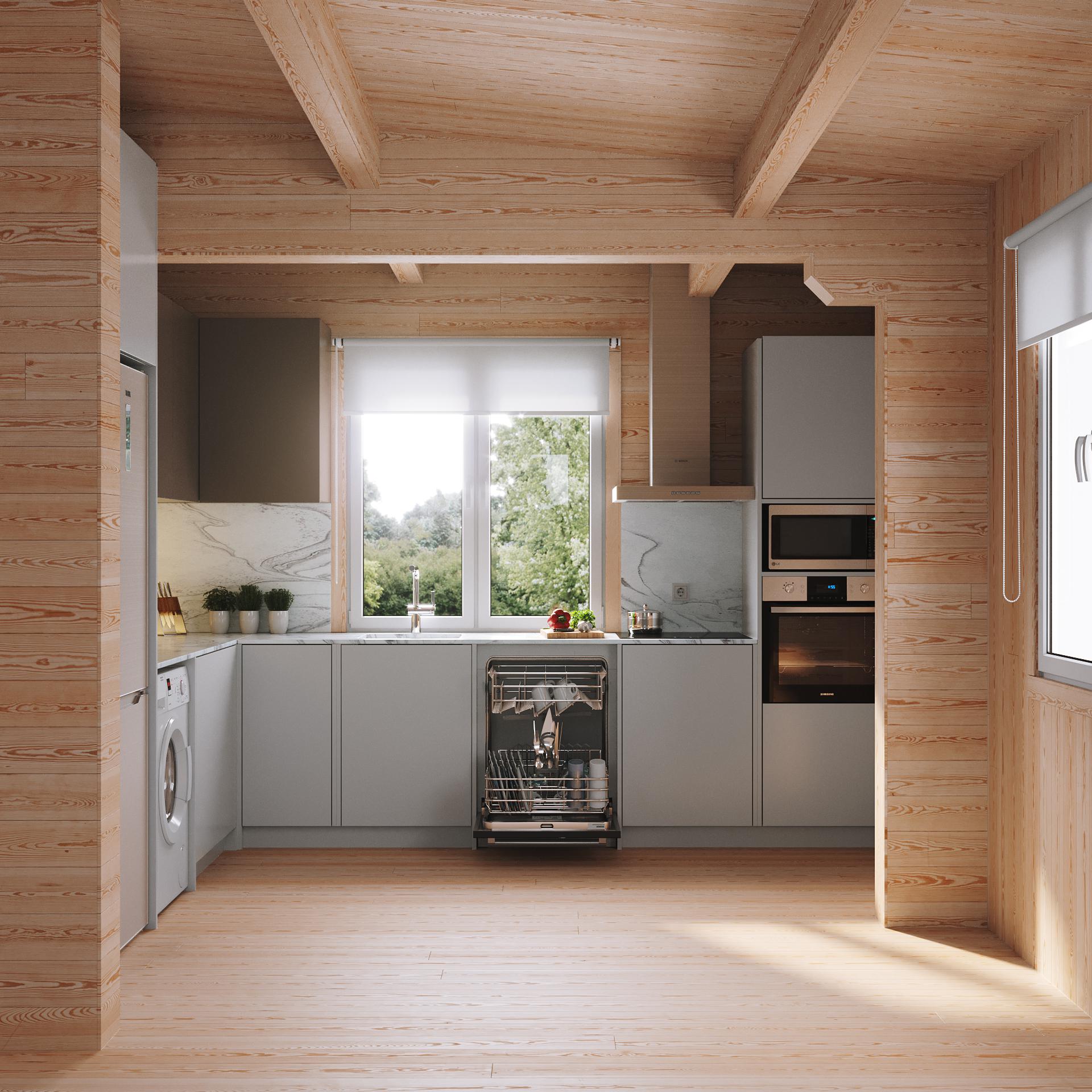 Cozy Wood Kitchen - 3ds max Corona Render | Scrolller
