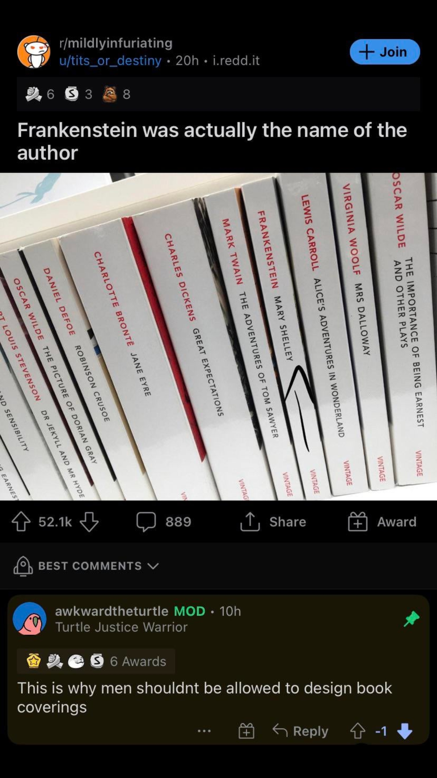 Cringe mod comment. The authors name was actually frankenstein btw | Scrolller