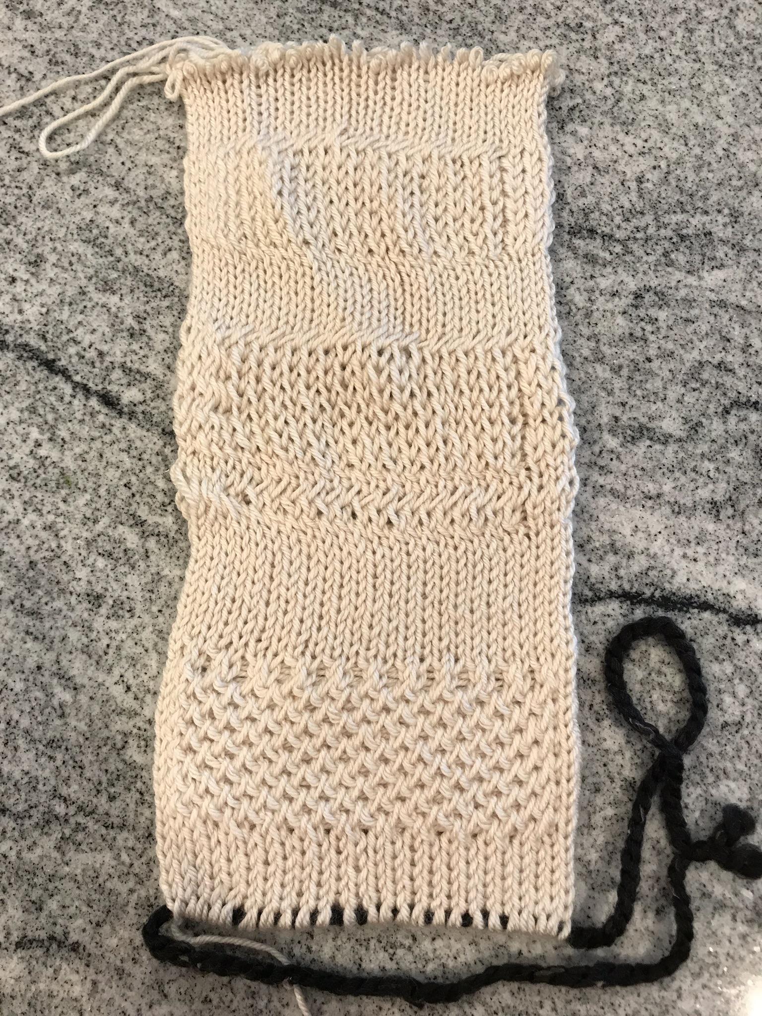 Criss Cross and (failed) ZigZag Stitch while swatching for an Afghan pattern. | Scrolller