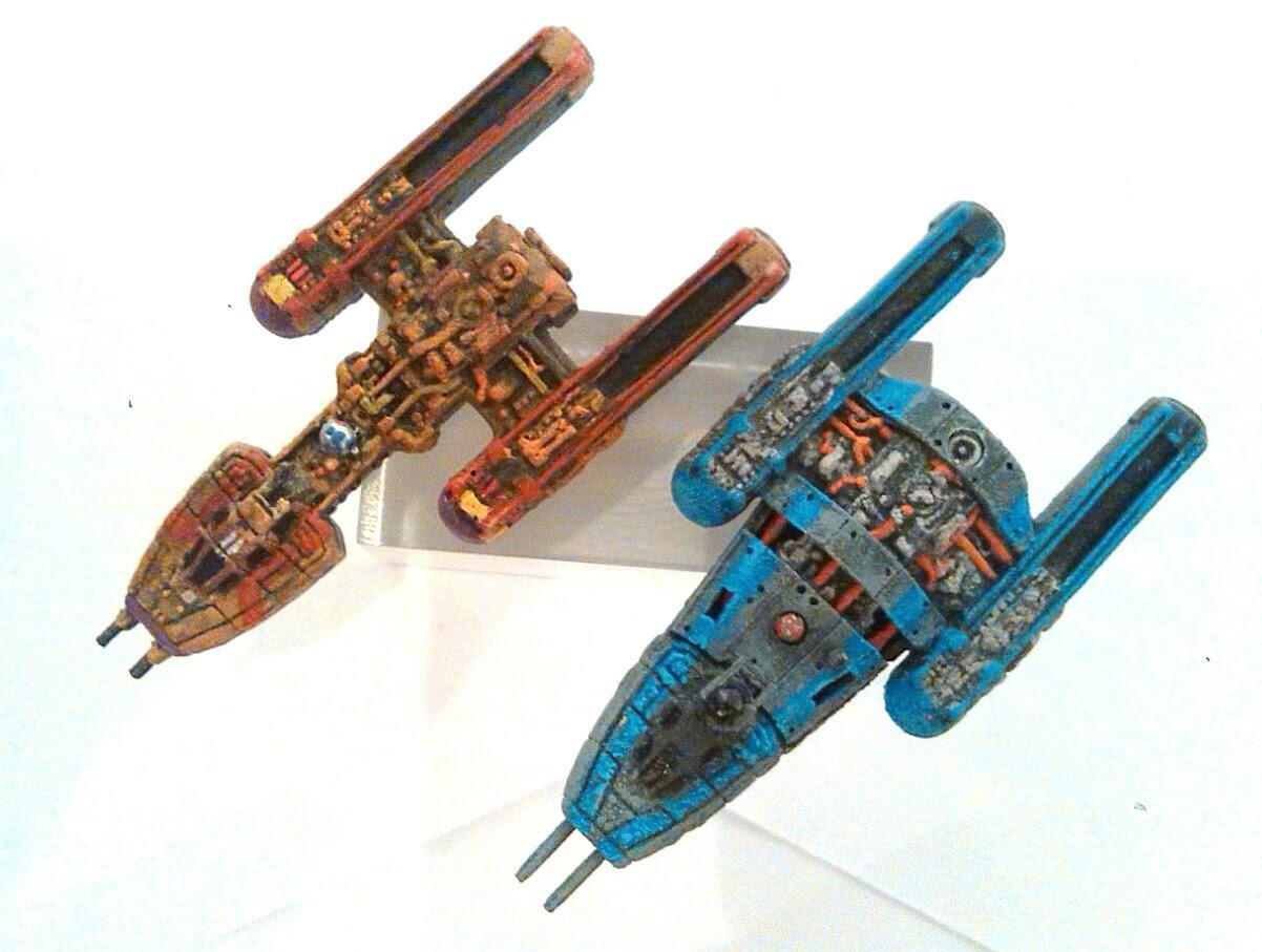 Customization and repainting of a pair of 'Star Wars MicroMachines' Y wing. | Scrolller