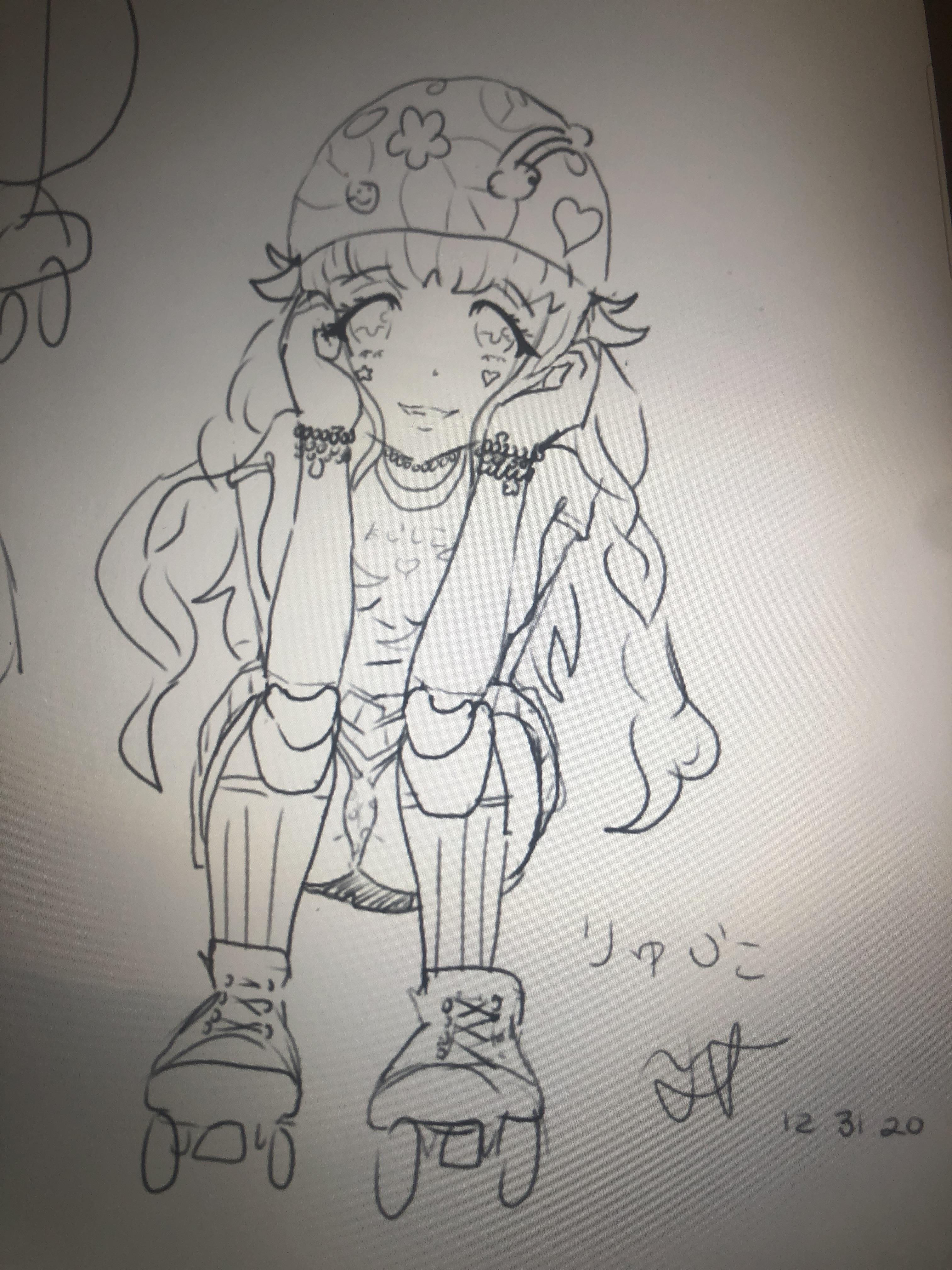 Cutie Skater Girl Sketch Scrolller