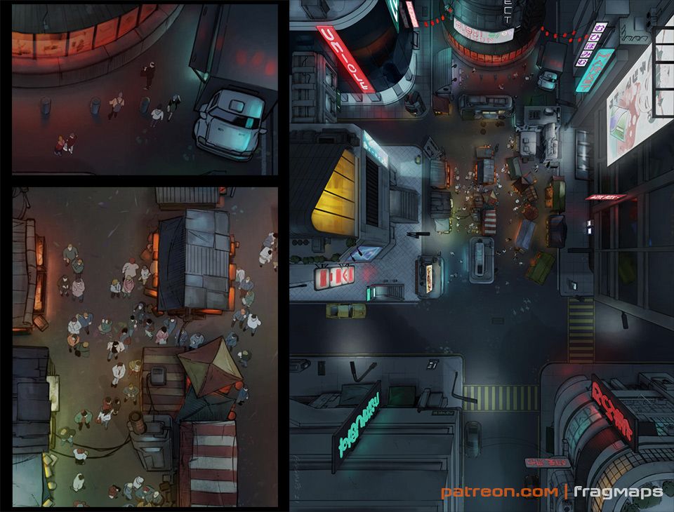 Cyberpunk Night Markets City Map | Scrolller