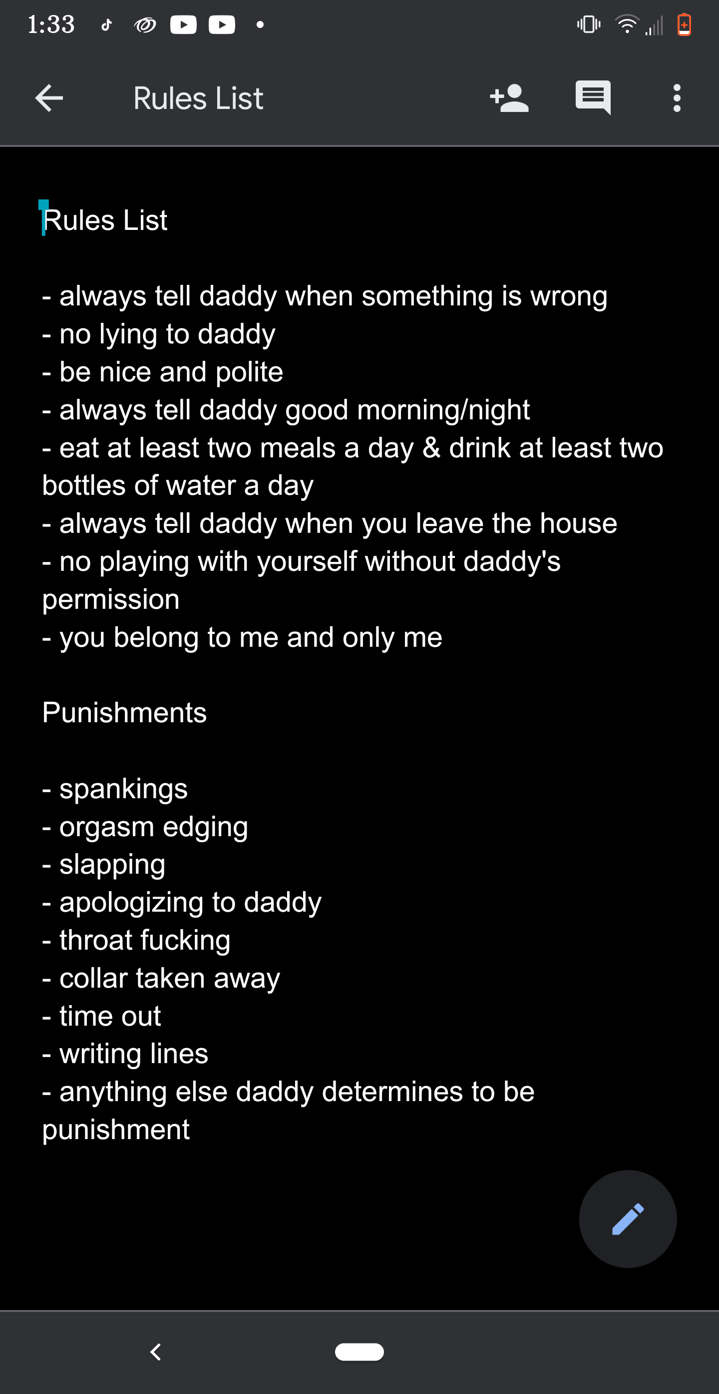 Daddy Made Me A Rules List. Any tips for stuff he can add? I'm his first little. | Scrolller