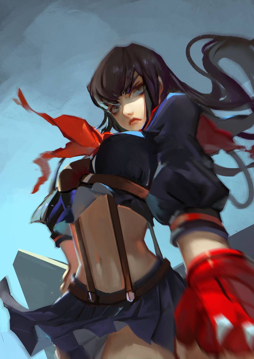 Daily Satsukiposting #442! Cool Senketsu Satsuki! Interesting style... Art by zlldt2 on Pixiv ...