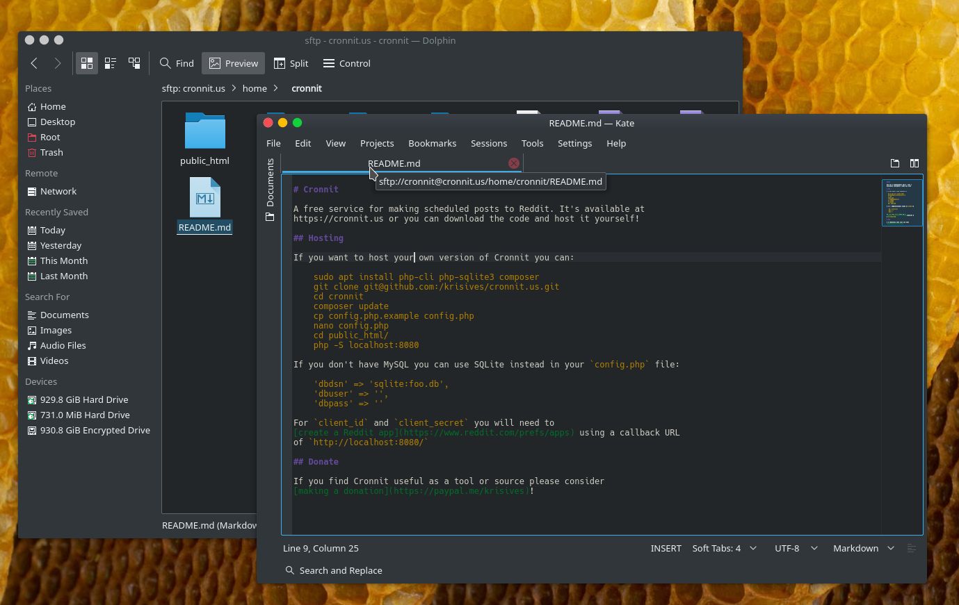 Daily Tip: You can browse remote servers using Dolphin and modify files with other KDE ...