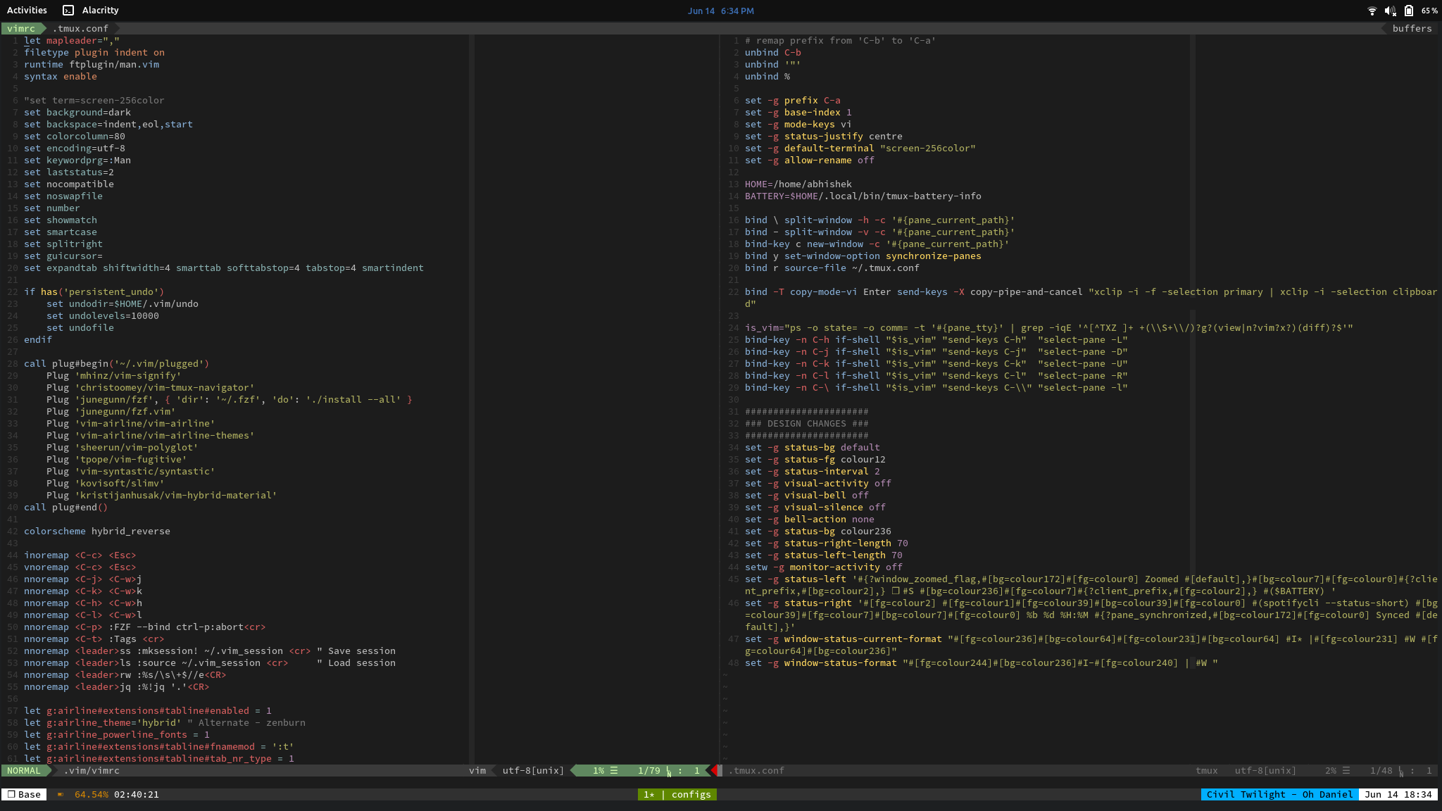 Dark and minimalist. Vim, tmux and alacritty | Scrolller