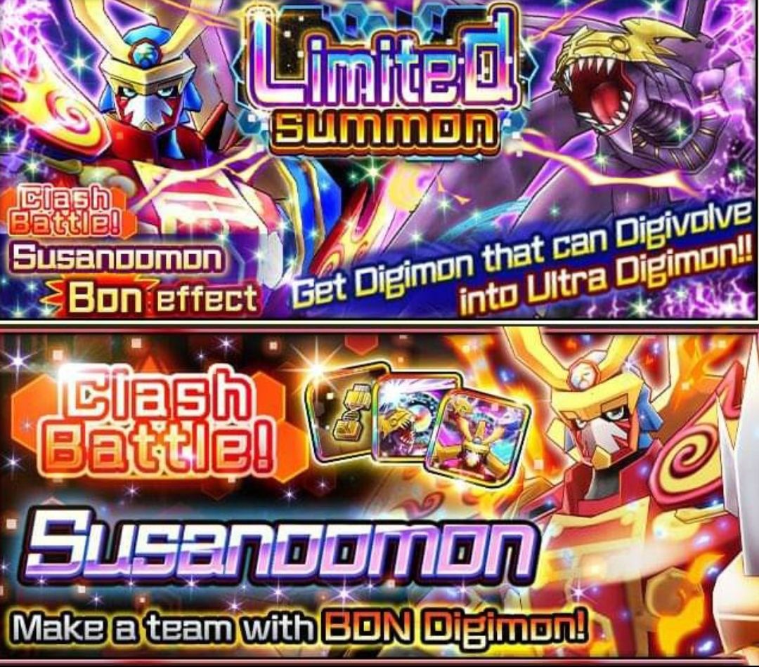 Datamined upcoming Limited Summon and Clash Battle; Susanoomon | Scrolller