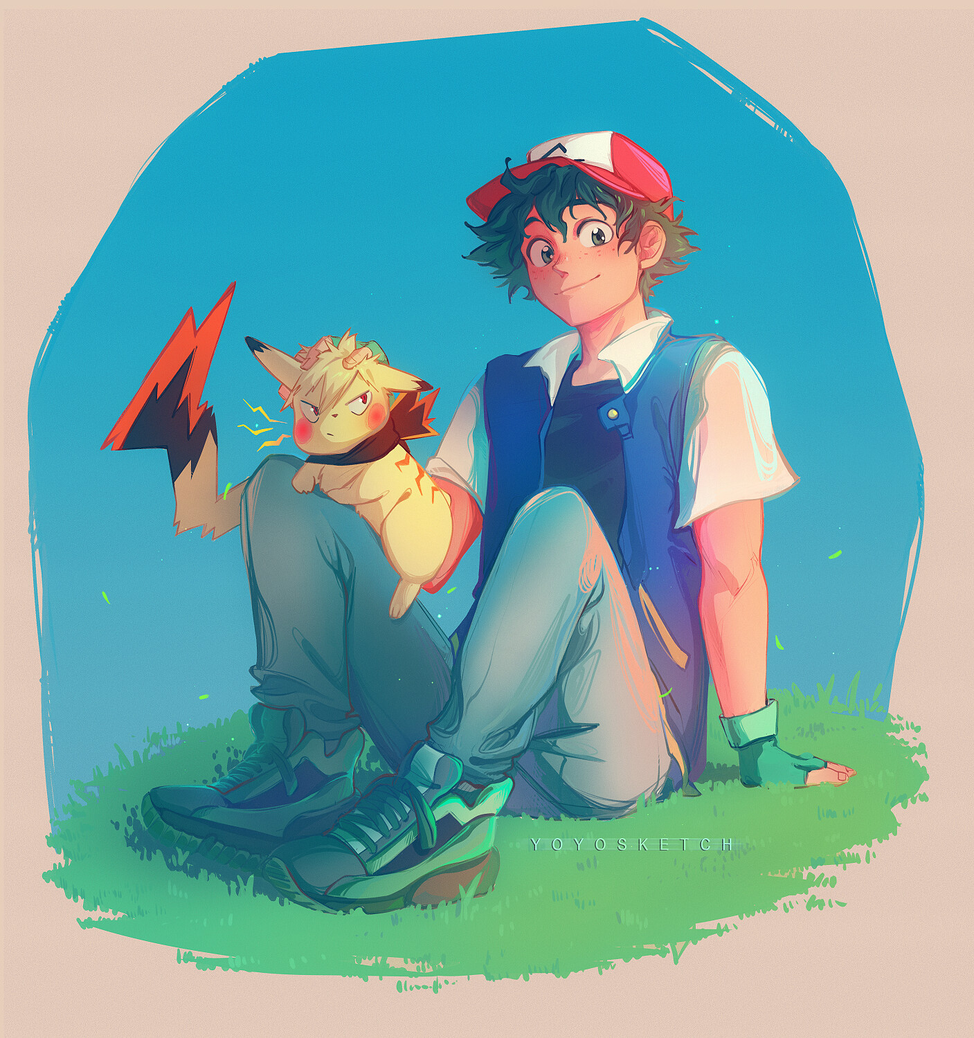 "Deku & Kacchan as Ash & Pikachu" by YoYo Sketch | Scrolller