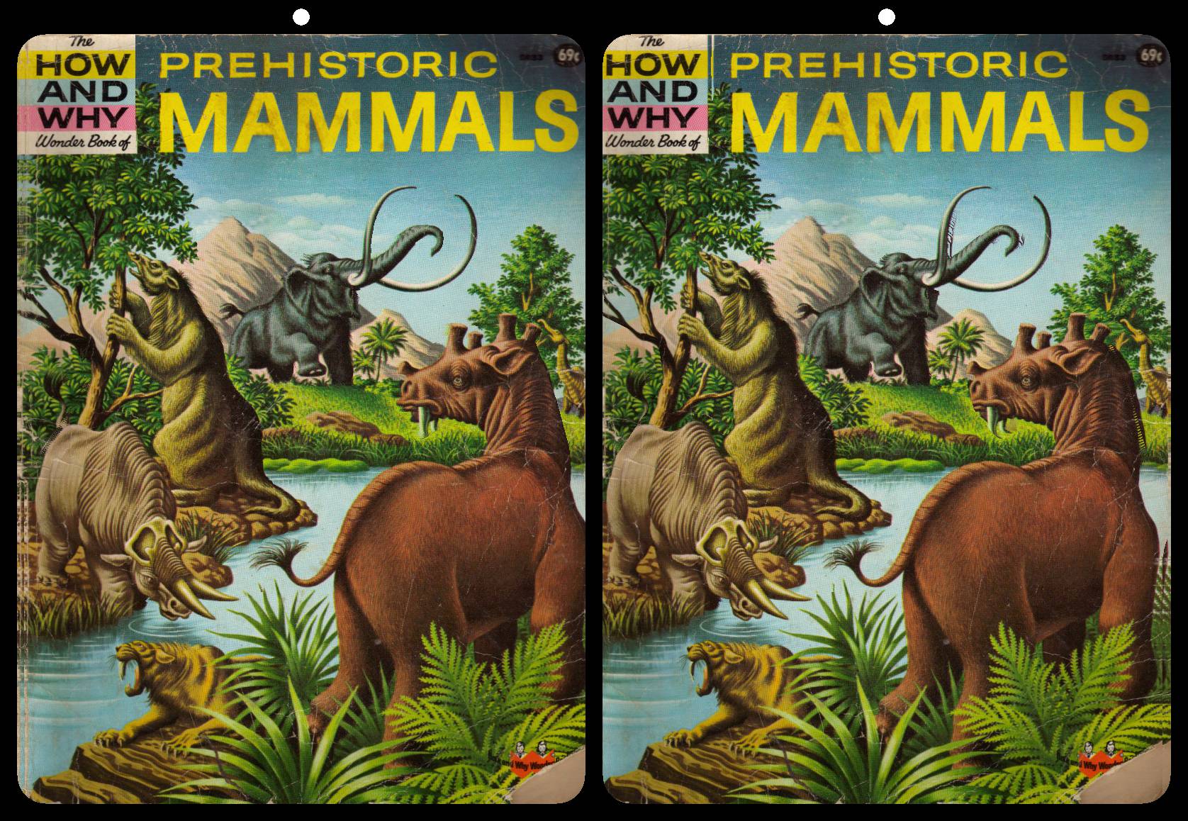 Depth map conversion of the How and Why book's cover of Prehistoric Mammals. | Scrolller