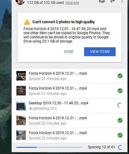 Desktop Backup on Windows 10 not converting to High Quality properly and using up Drive space ...