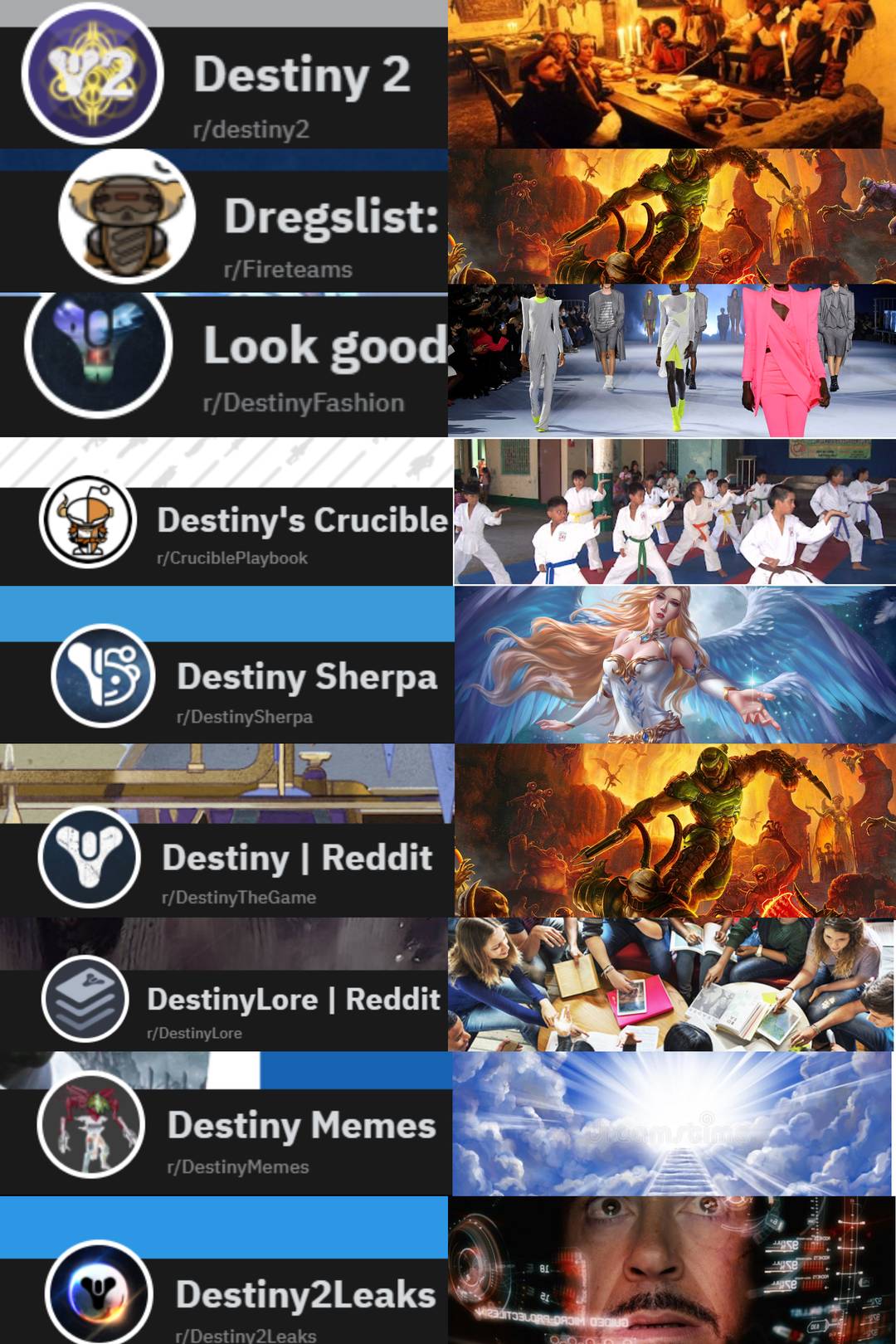 Destiny subreddits in a nutshell | Scrolller