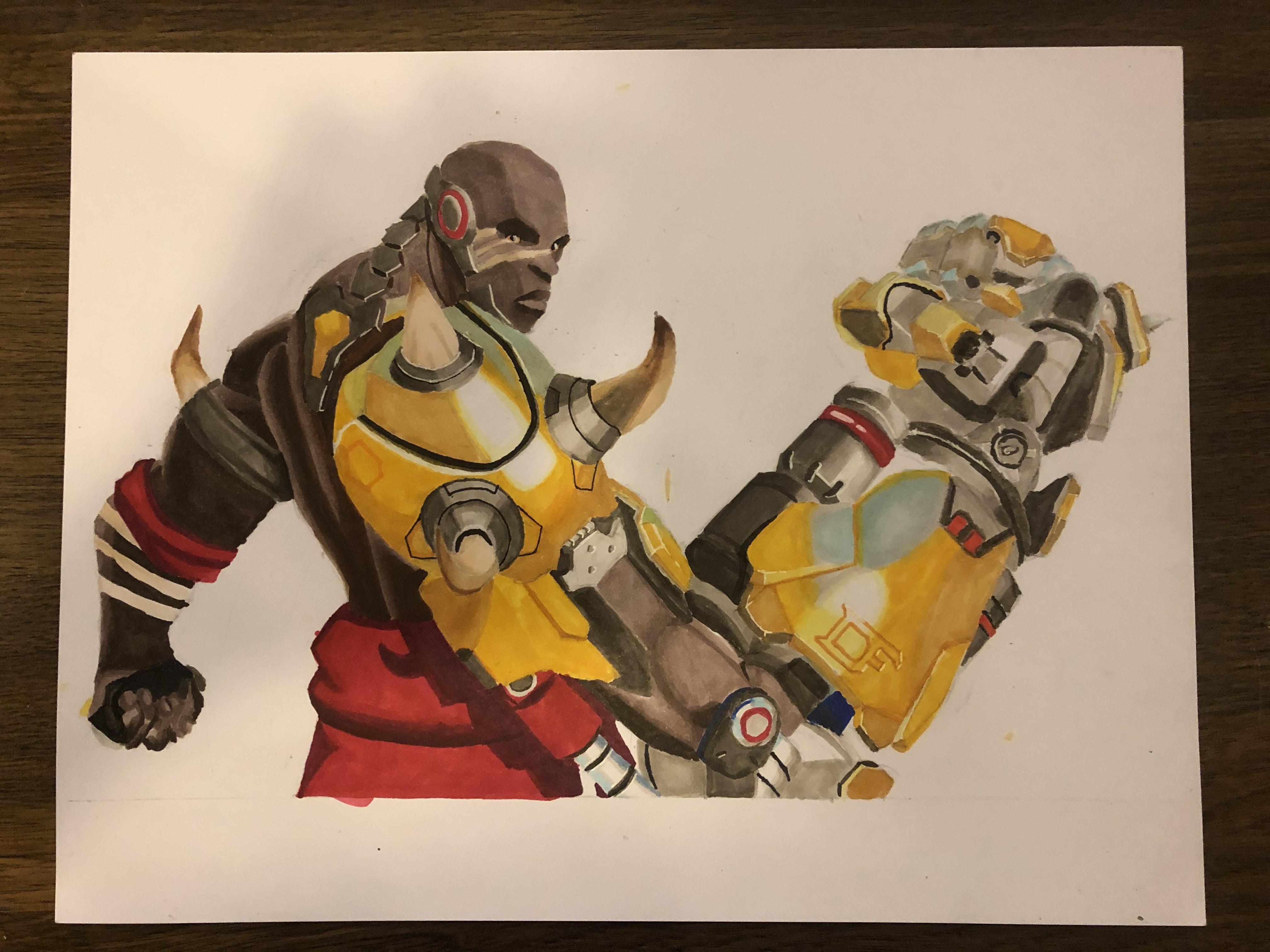 Did a drawing of doomfist drawing with copic markers. Pretty proud of this | Scrolller