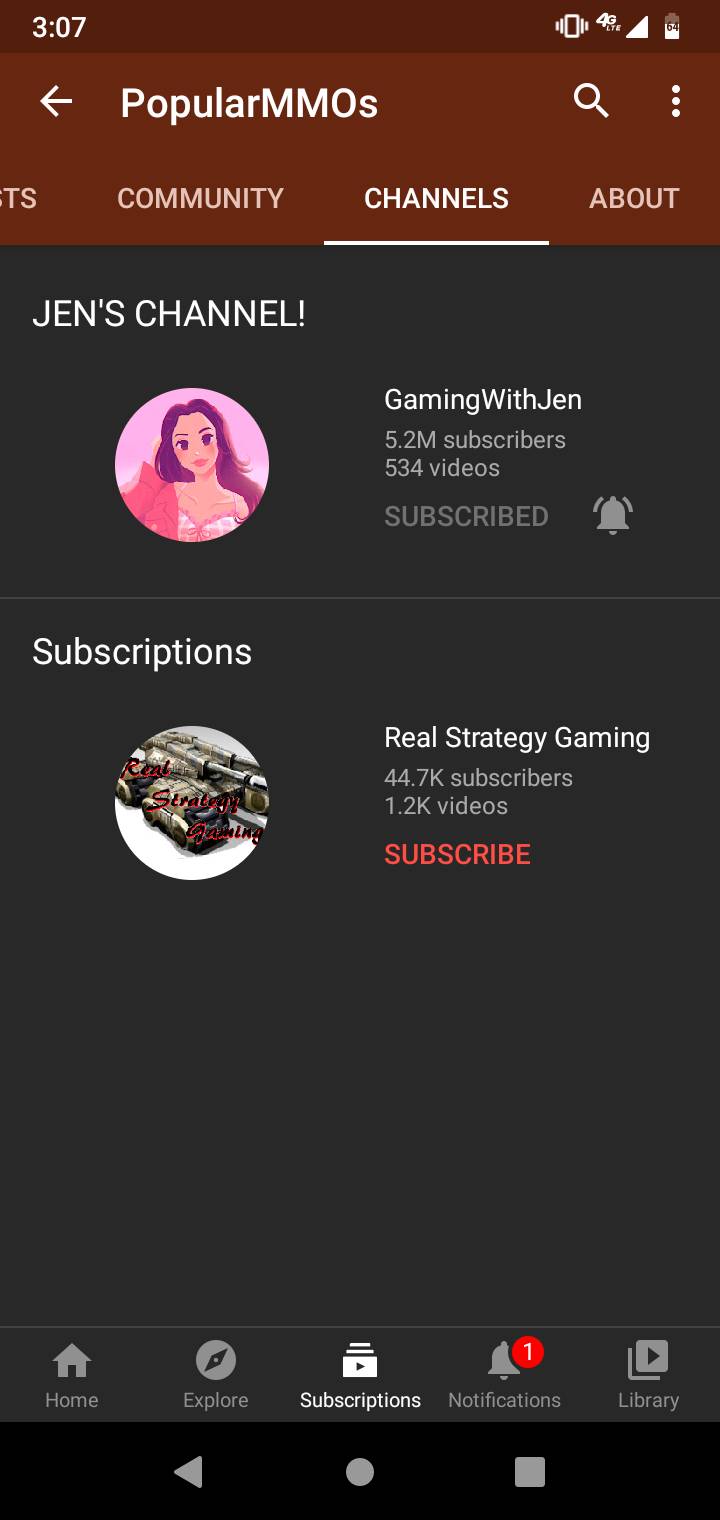 Did pat remove all his channels? I refreshed 20 times and not even Jen is in his subs only Real ...