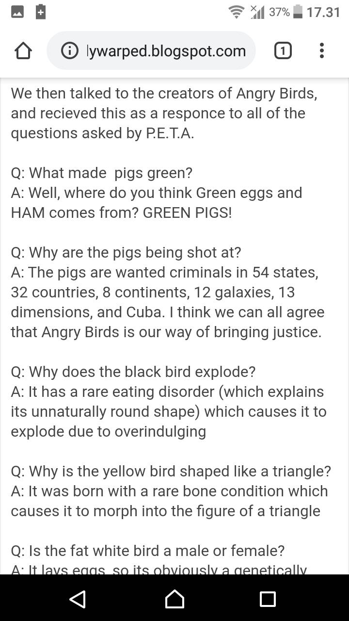 Did peta even play Angry Birds | Scrolller