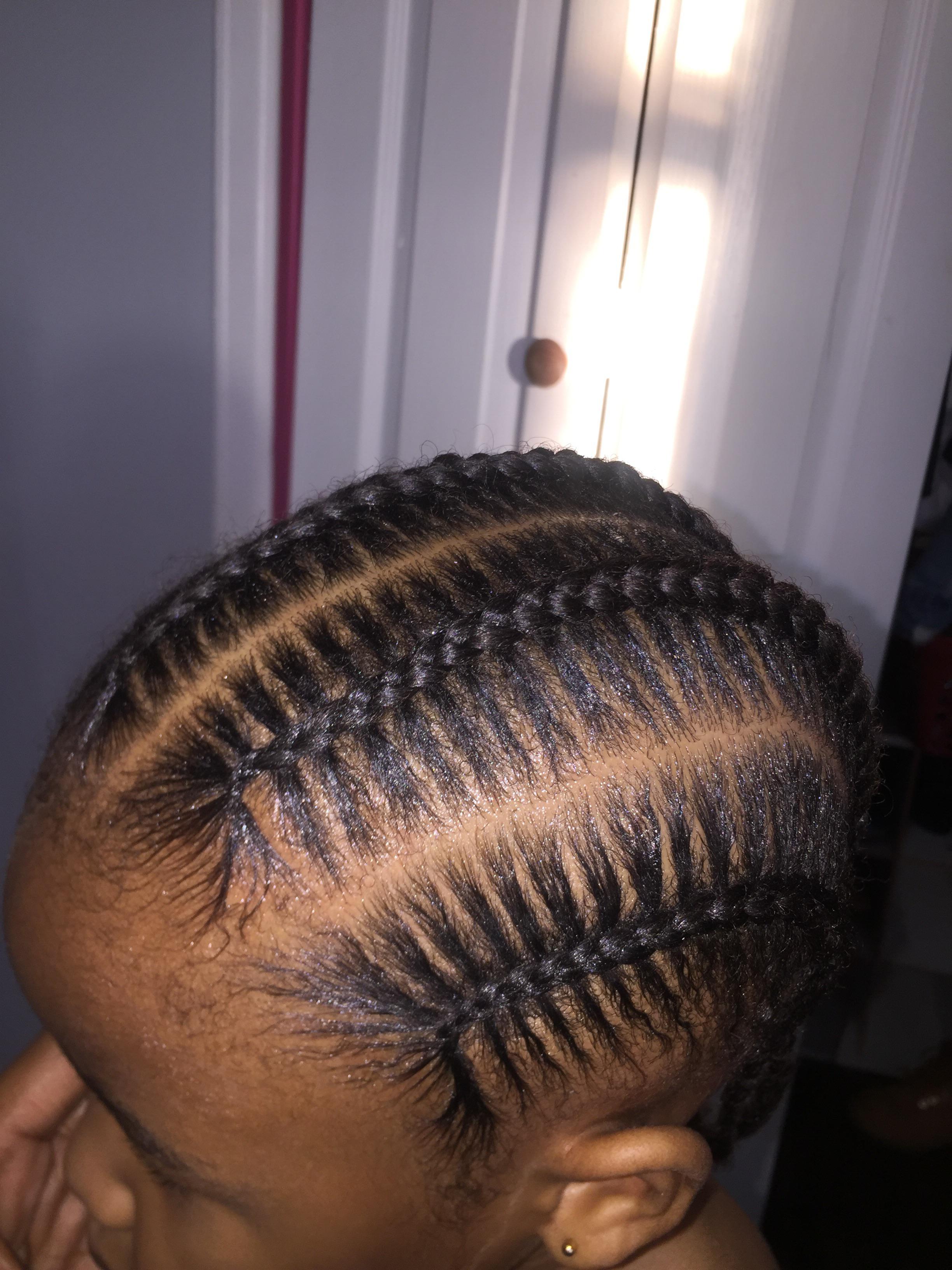 Did some stitch braids on my son today #freshbraidup. Would you get this braid up or nah ...
