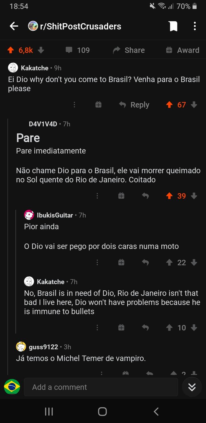 Dio não vai para o Brasil | Scrolller