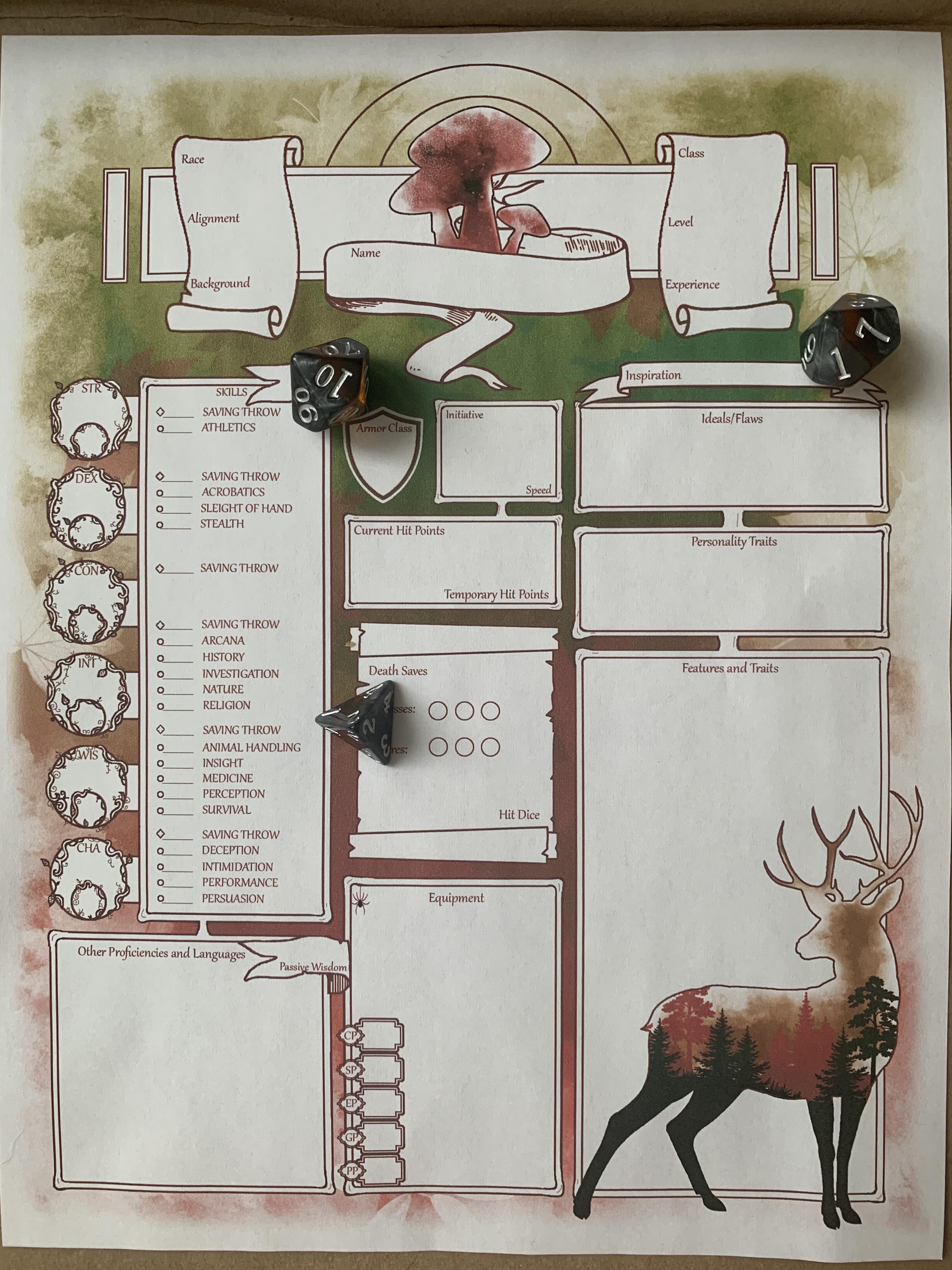 DnD character sheet, the fall ranger | Scrolller