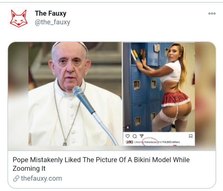 Don't call pope "pervert ", pope mistakenly liked the picture . | Scrolller