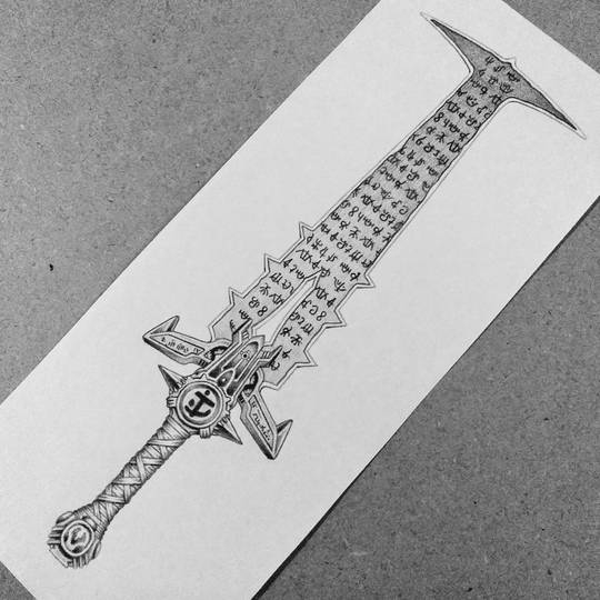 DOOM Eternal Crucible Sword forearm tattoo design I made | Scrolller
