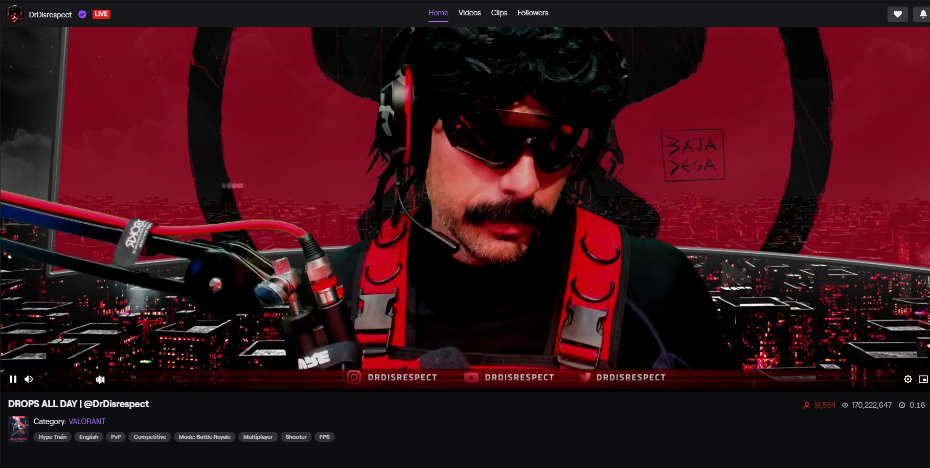 DrDisrespect back at it again. Title of stream: Drops All Day. No drops enabled. Don't waste ...