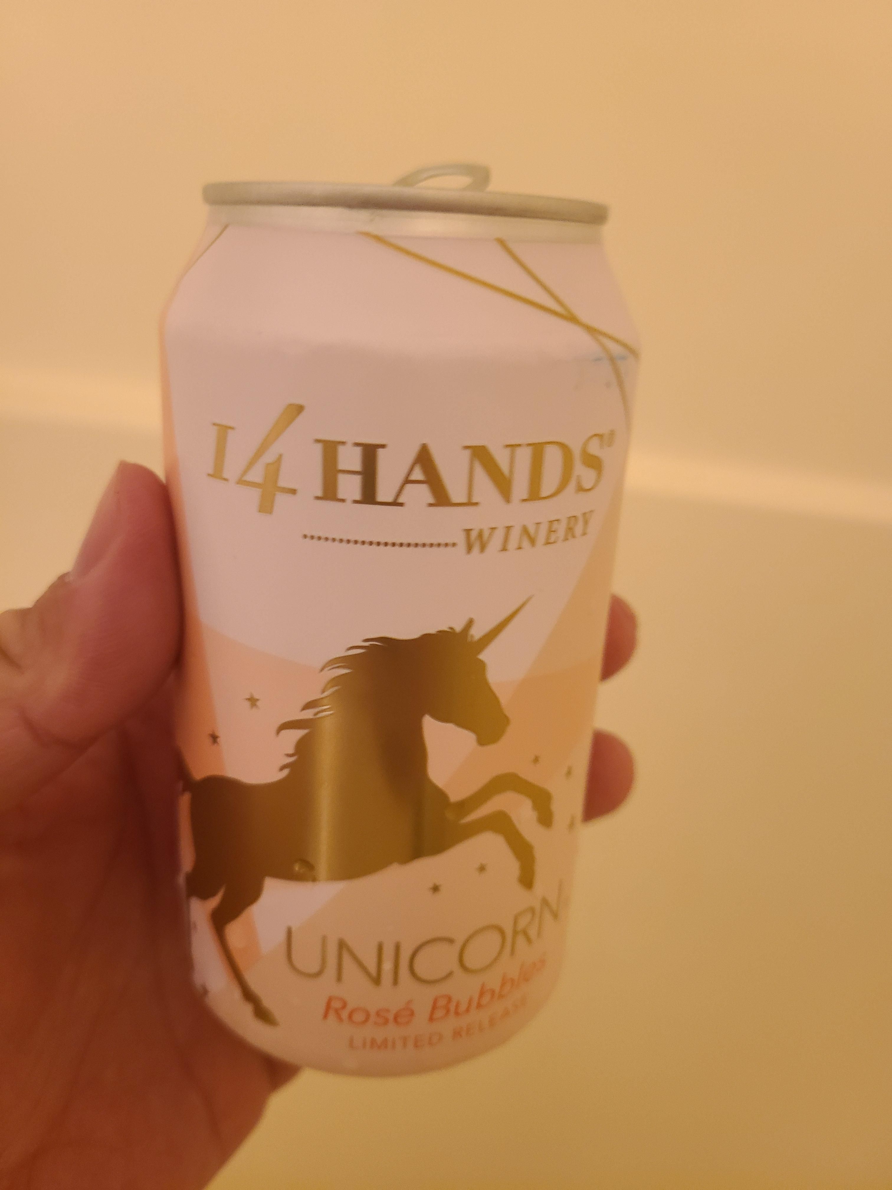 Drinking Unicorn from 14 Hands Winery. This is a mix of their Rose and Bubbles canned drinks The ...