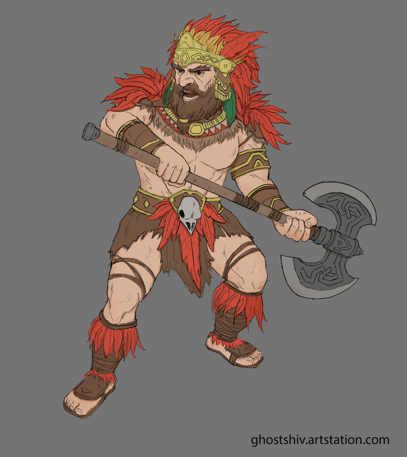 Dwarf Barbarian Totem Warrior by Herbert Losloso | Scrolller