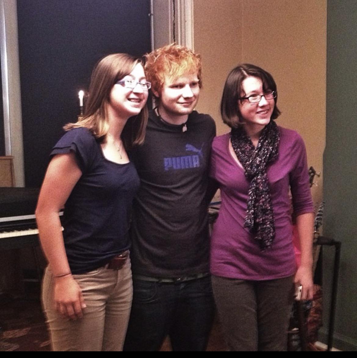 Ed Sheeran posing with fans—2013 after 94.5 WPST in-studio performance at Sine Studios in ...