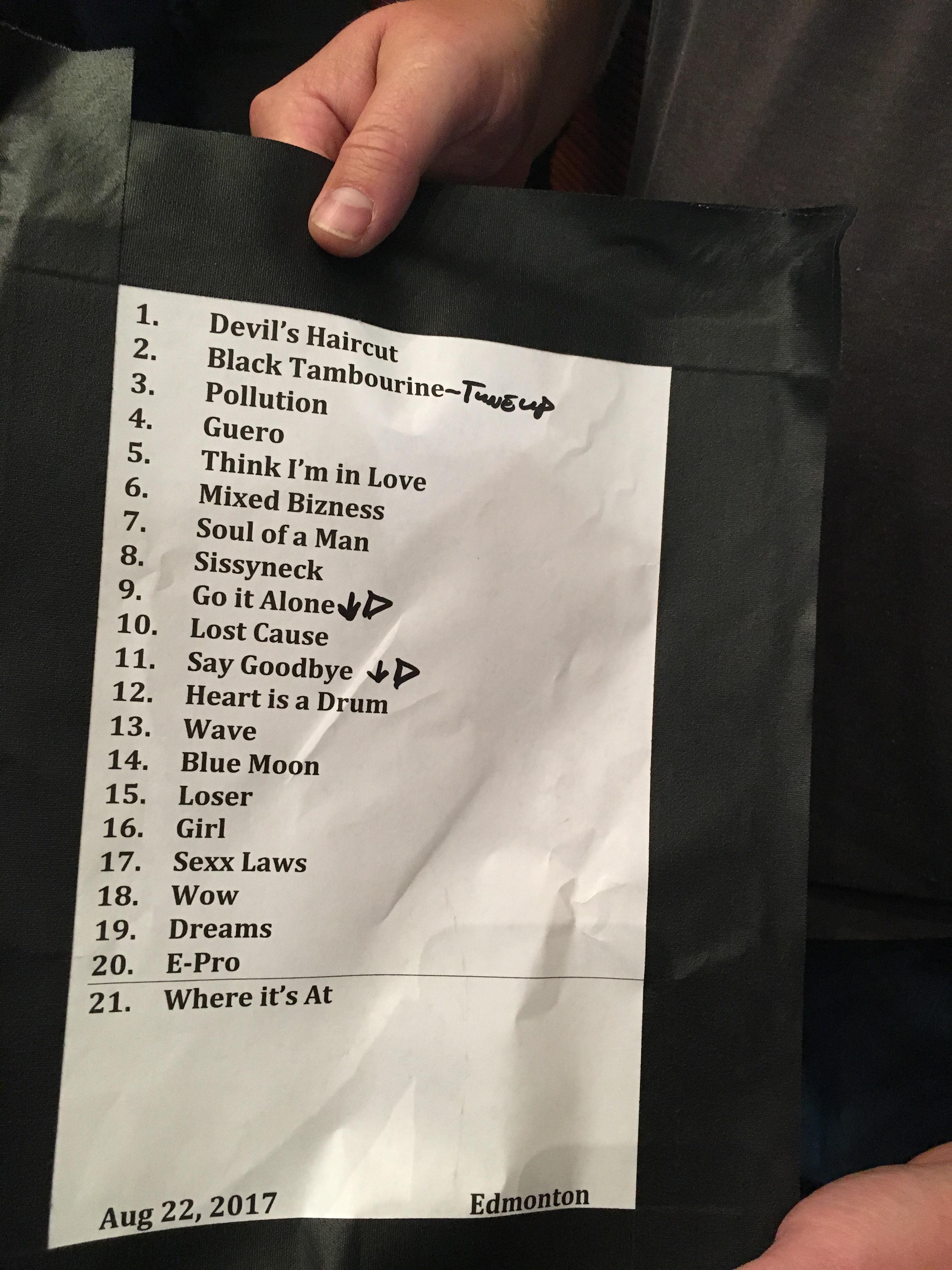 Edmonton Setlist (obvious spoiler alert) | Scrolller