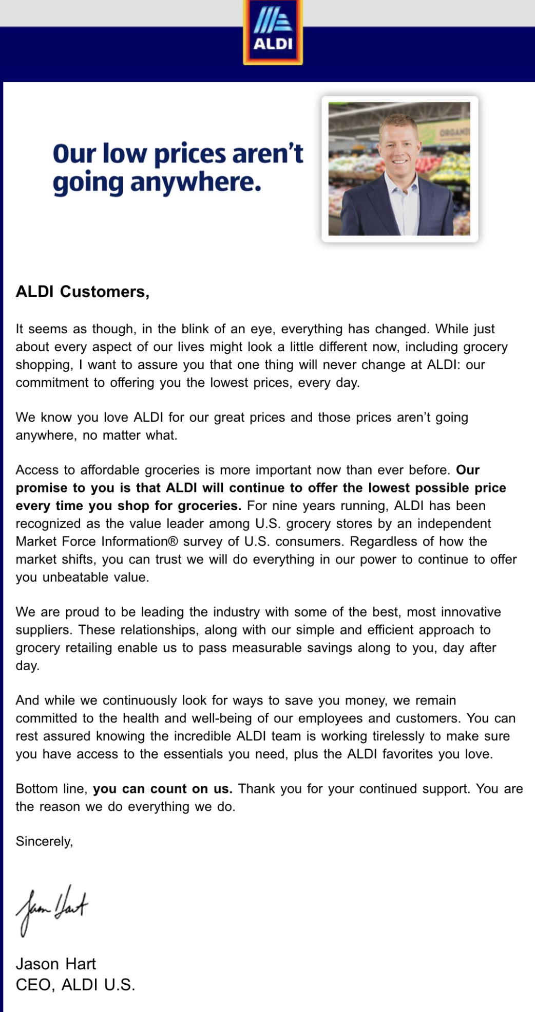Email From Aldi USA CEO | Scrolller
