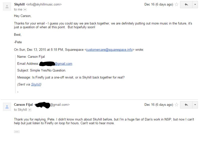 Email from Peter, says Skyhill is back together for real. | Scrolller