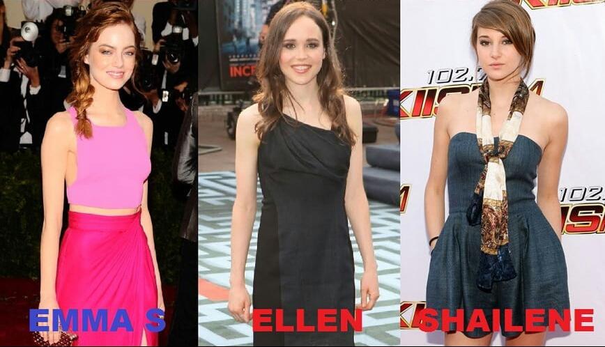 Emma stone,Shailene woodley,Ellen page, pick 1 for blowjob with happy ending per week, and 2 for ...
