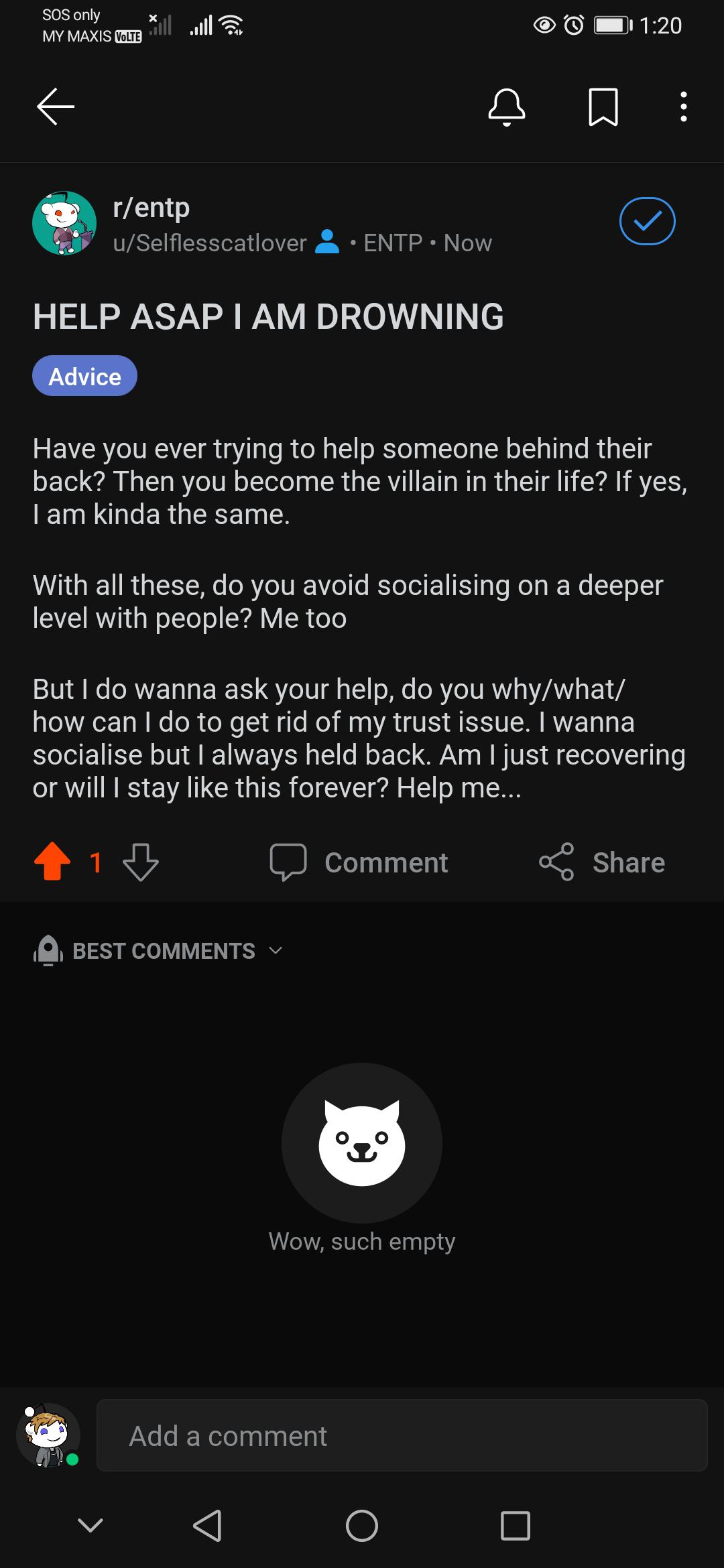 ENTP NEED HELP, CURRENTLY DROWNING BLUB BLUB | Scrolller