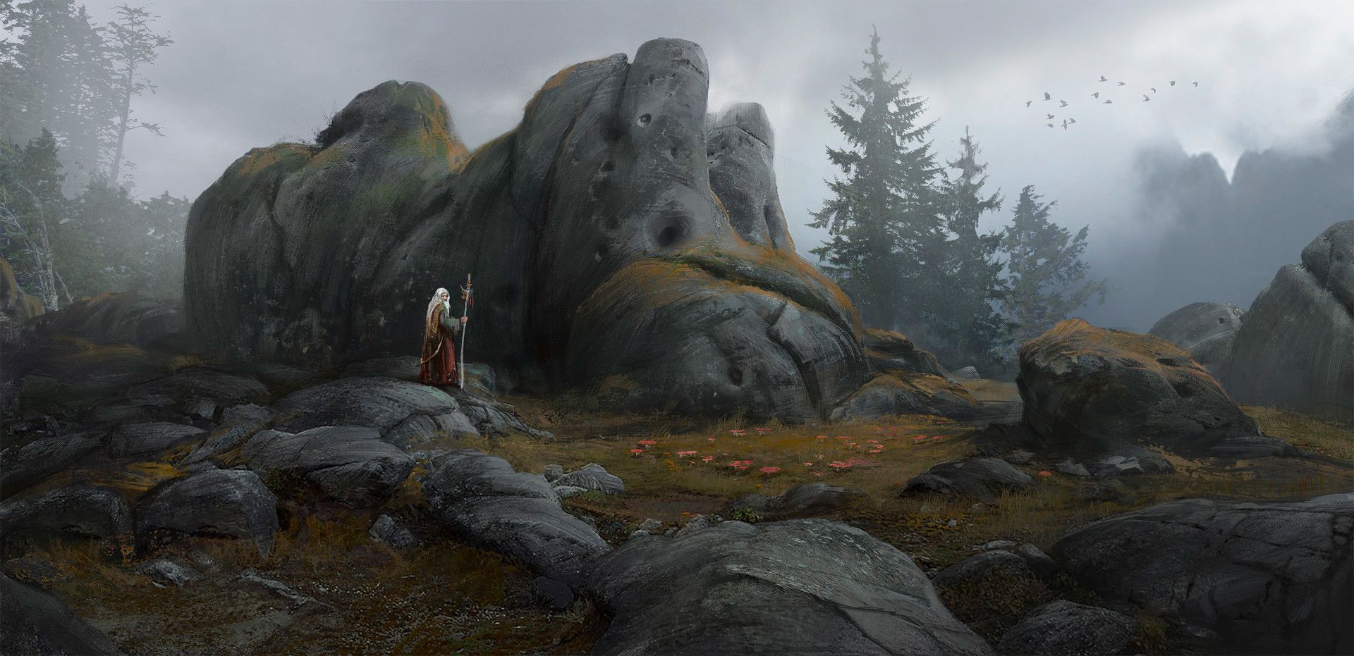 Environment concept. Lonely walking Druid by Sergey Vasnev | Scrolller