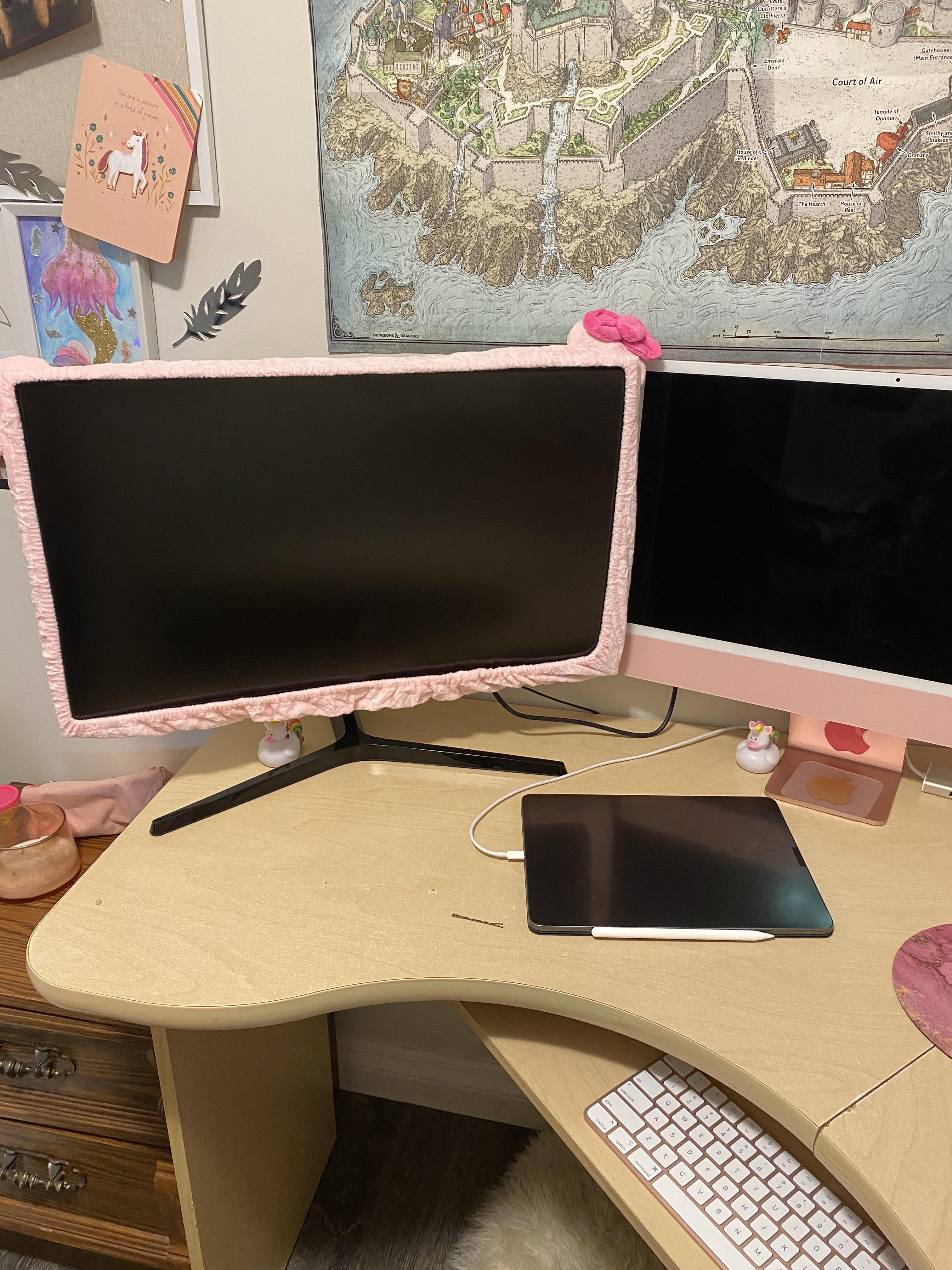 Everything’s pink! I got this monitor cover on Amazon and it’s super cute!!!!! | Scrolller