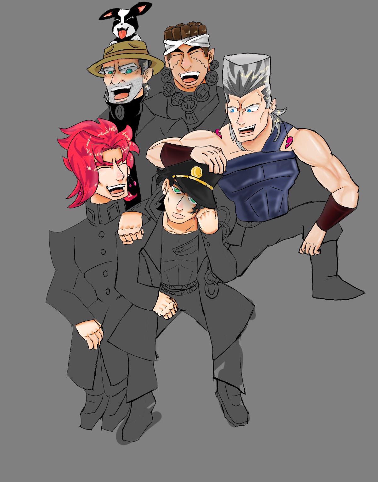 Experimenting with colours and shading with this drawing of the stardust crusaders | Scrolller