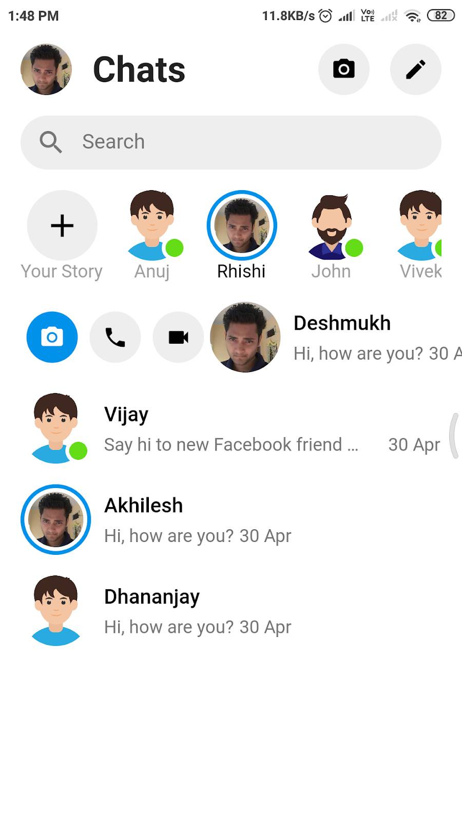 Facebook messenger UI in Flutter. | Scrolller